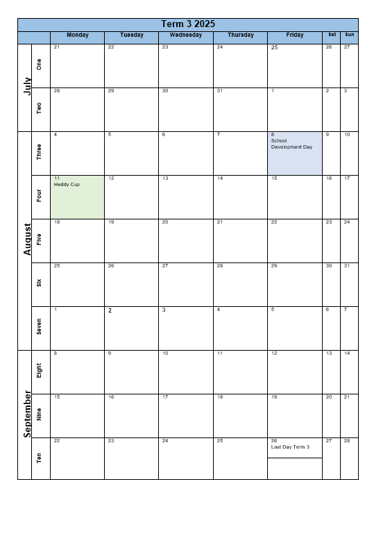 Calendar – Baler Primary School